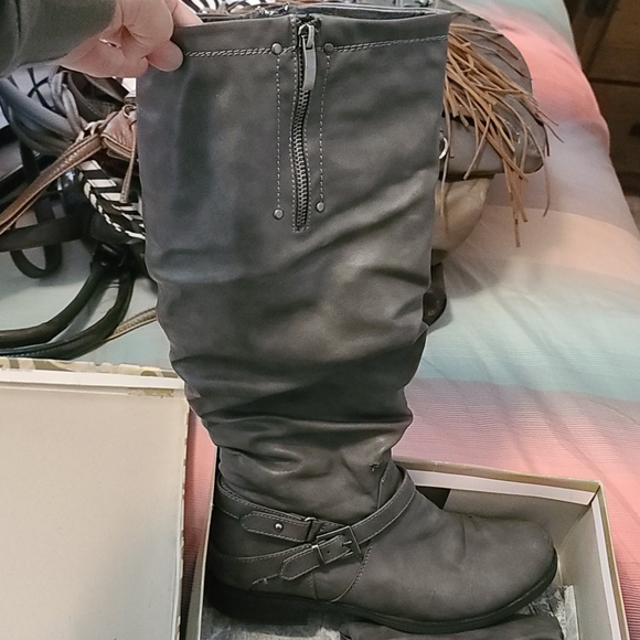 Limelight | Shoes | Grey Pleather Boots | Poshmark